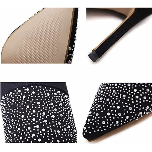 Shoes | Crystal Rhinestone Bling Stocking Over Knee Boots Thigh High ...